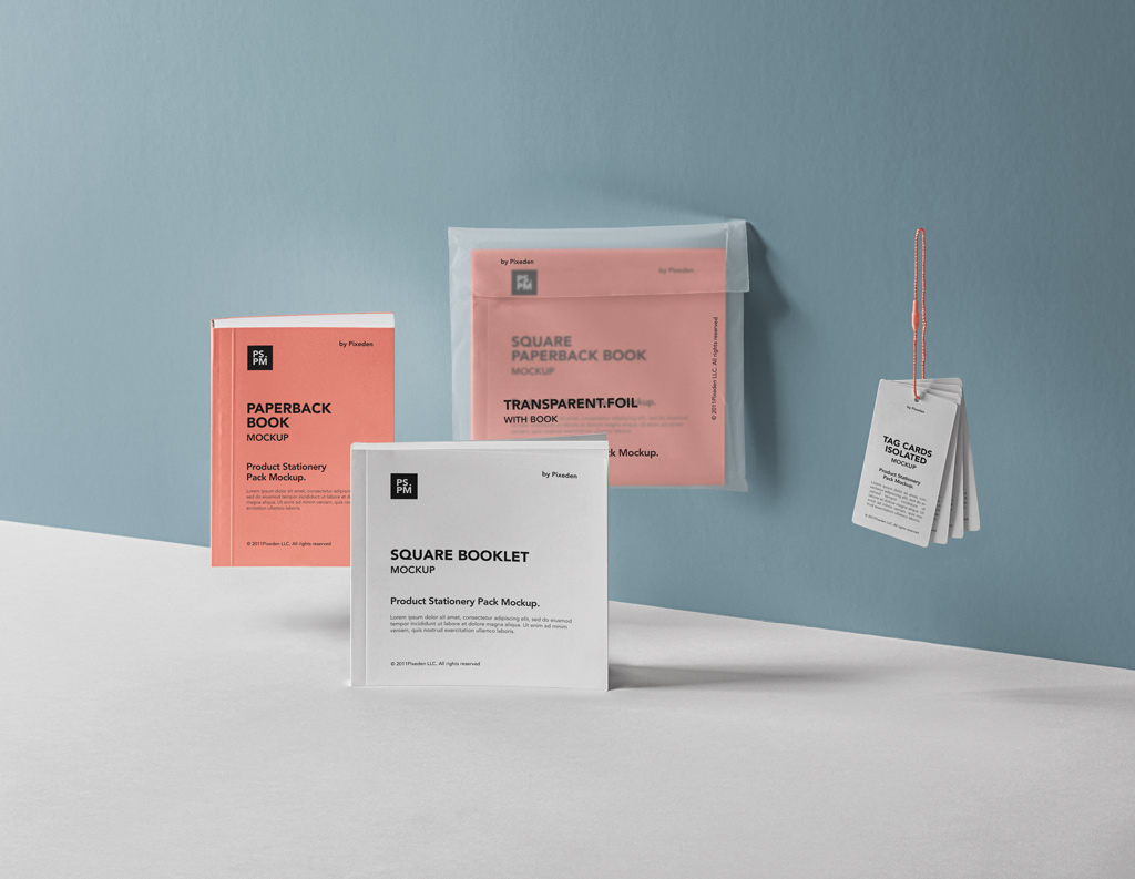 Booklets and Tag Cards Mockup - Mockup World