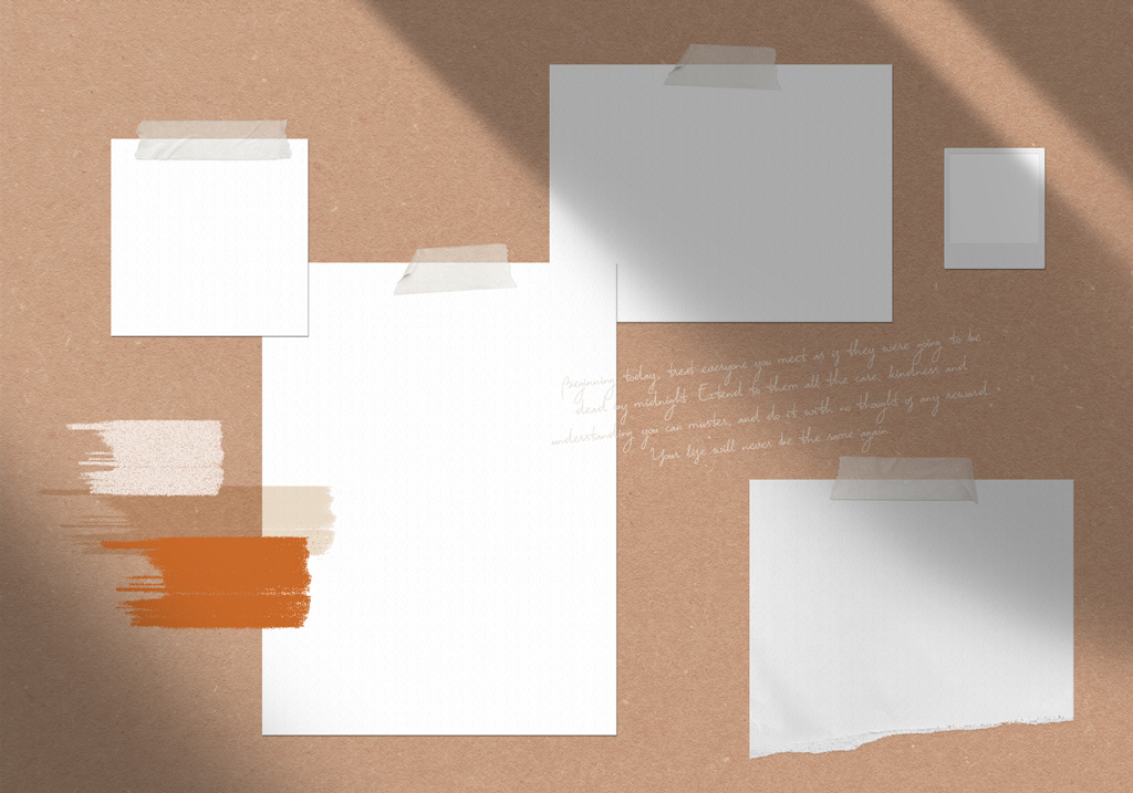 Paper Moodboard with Shadows Mockup - Mockup World