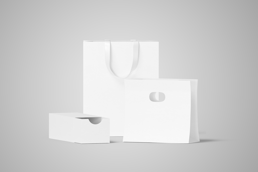 Paper Bags And A Box Mockup Mockup World Paper Bags And A Box Mockup Mockup World