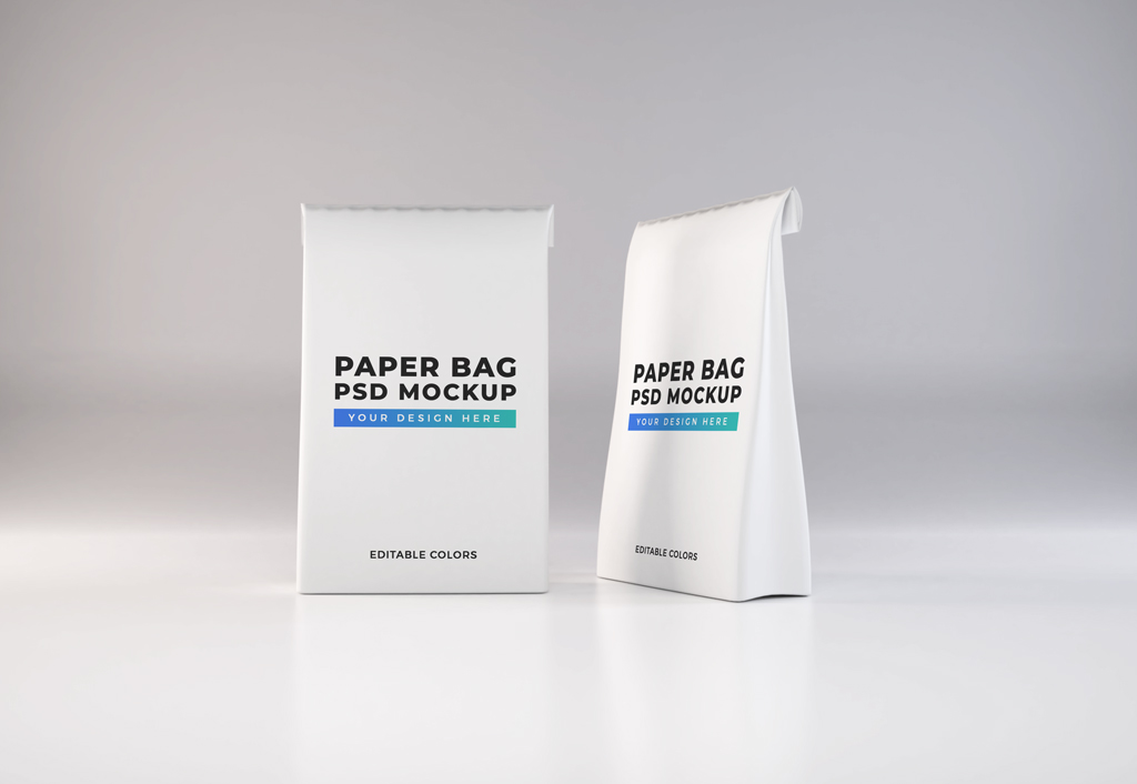 Two small Paper Bags Mockup - Mockup World
