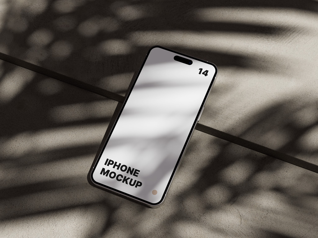iPhone 14 Pro with Shadows Mockup - Mockup World