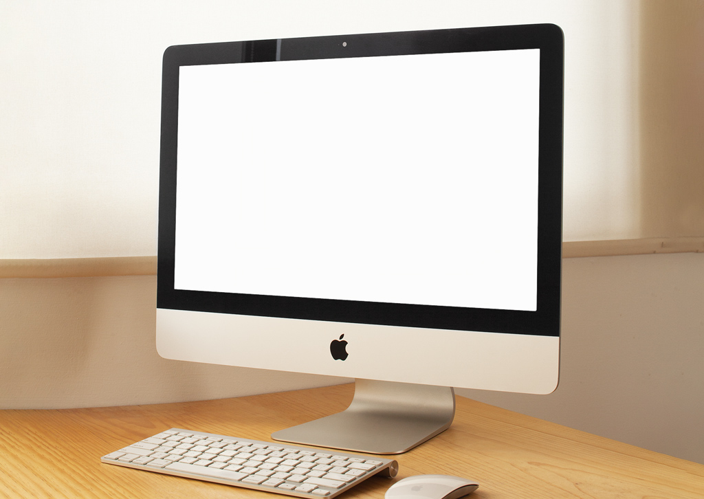 iMac on wooden Desk Mockup Generator - Mockup World