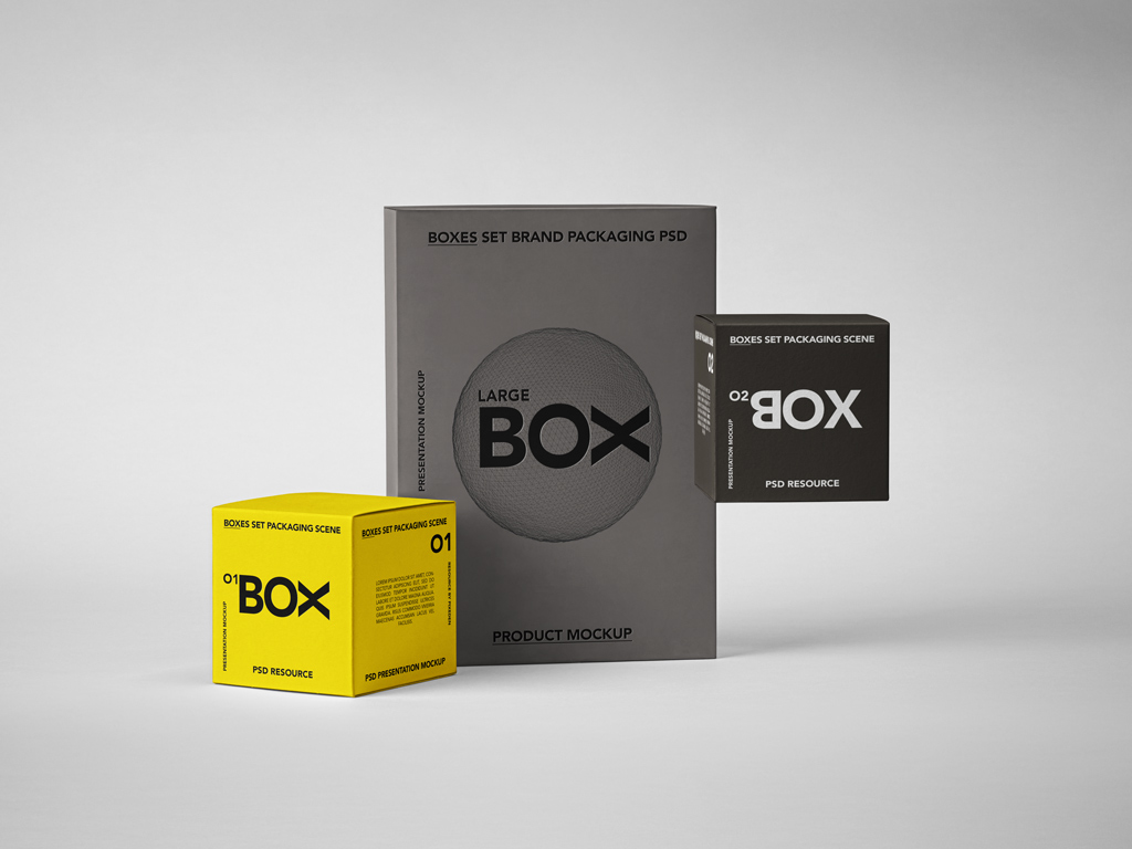 Set of Product Boxes Mockup - Mockup World