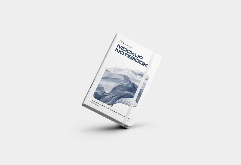 Notebook with round Corners and Rubber Band Mockup - Mockup World
