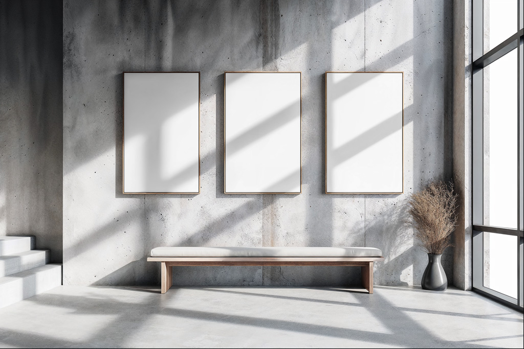 Three vertical Poster Frames Mockup - Mockup World