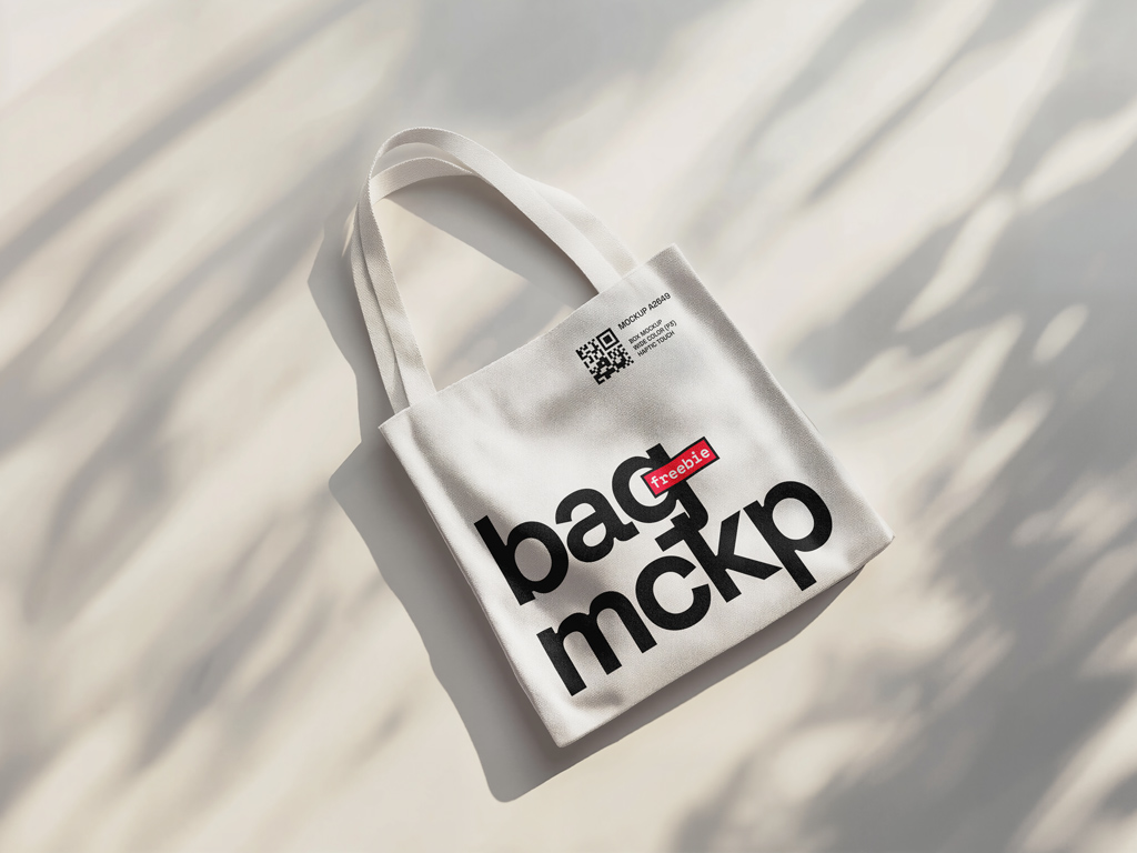 Empty Tote Bag with Shadows Mockup - Mockup World