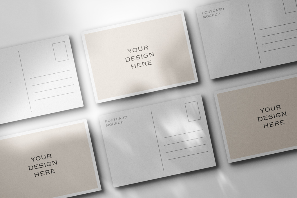 Grid of Postcards Mockup - Mockup World