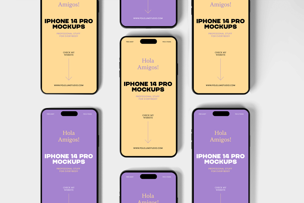 Vertical Grid of iPhones Mockup - Mockup World