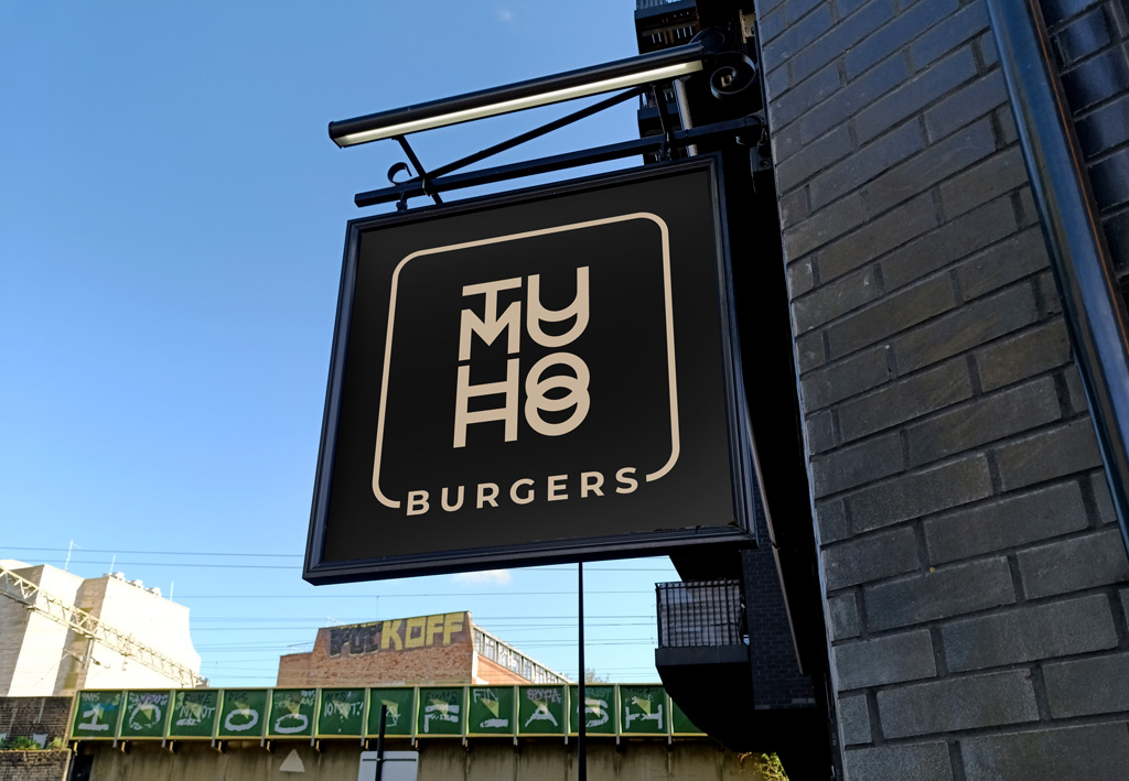 Black square Restaurant Sign Mockup - Mockup World