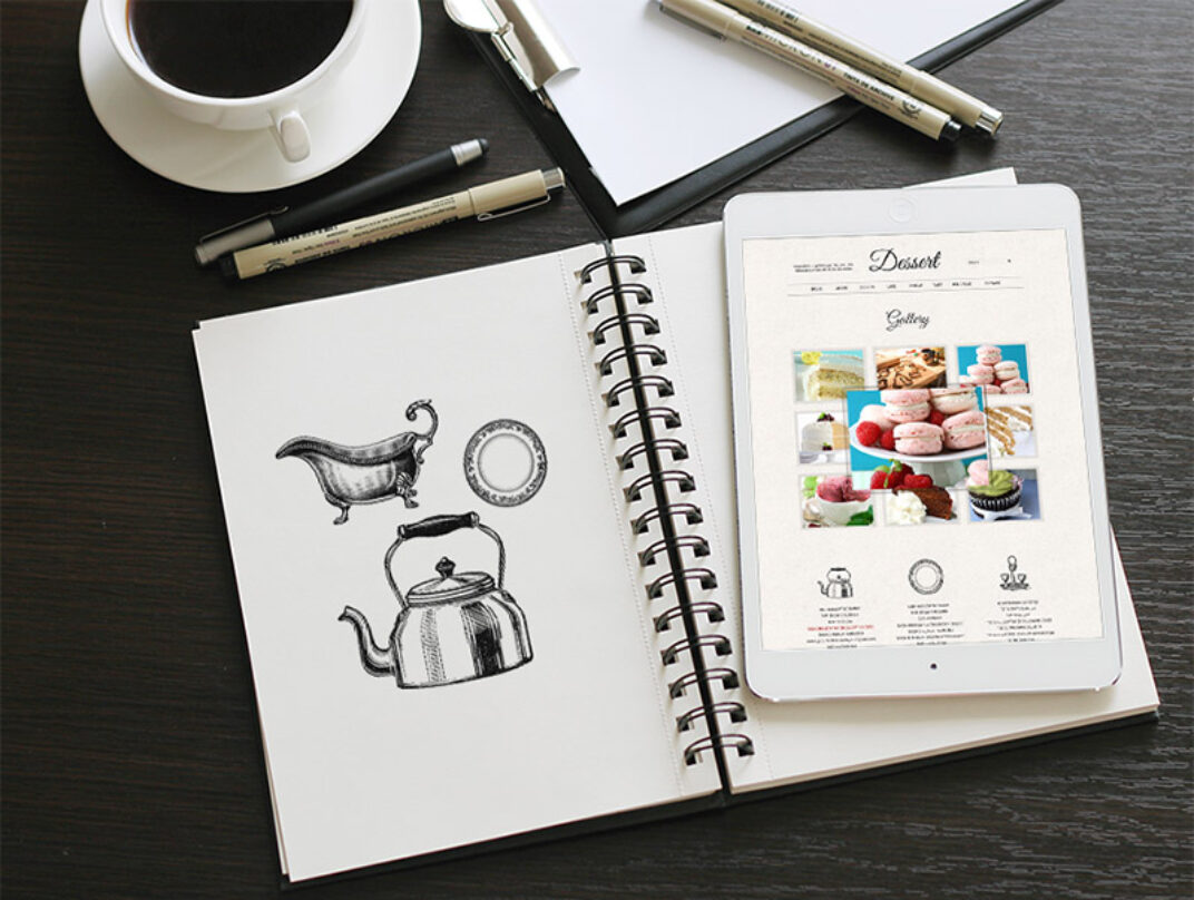 Notebook and iPad Mini Mockup - Mockup World
