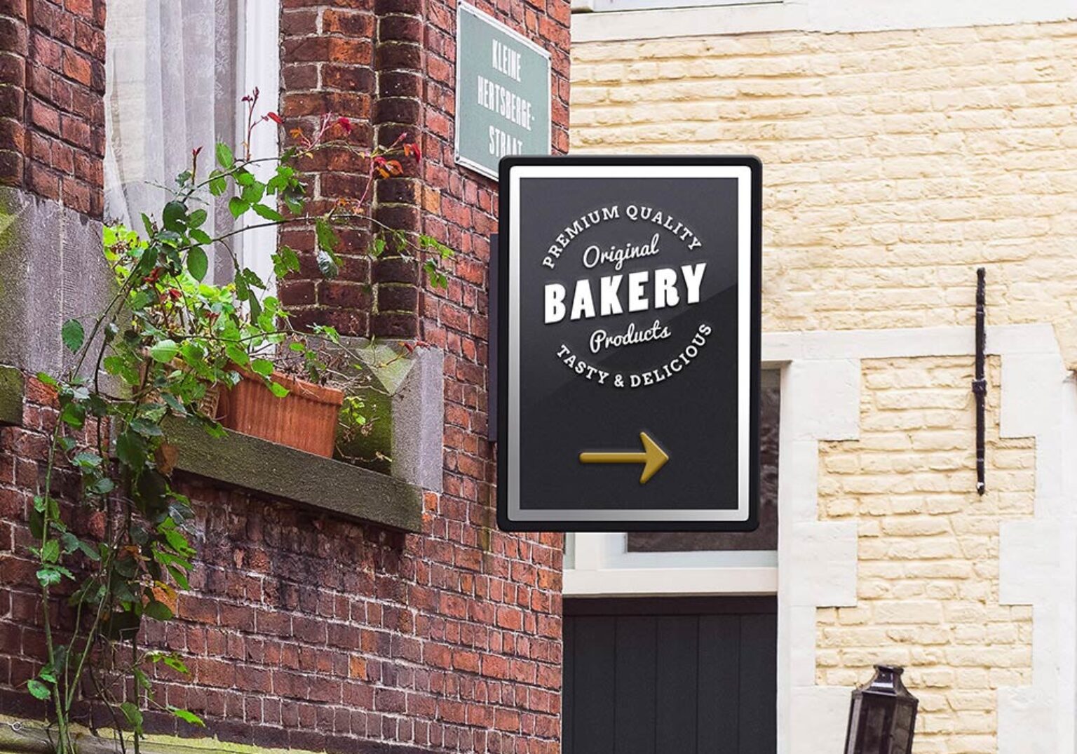 Public wall-mounted Sign Mockup - Mockup World