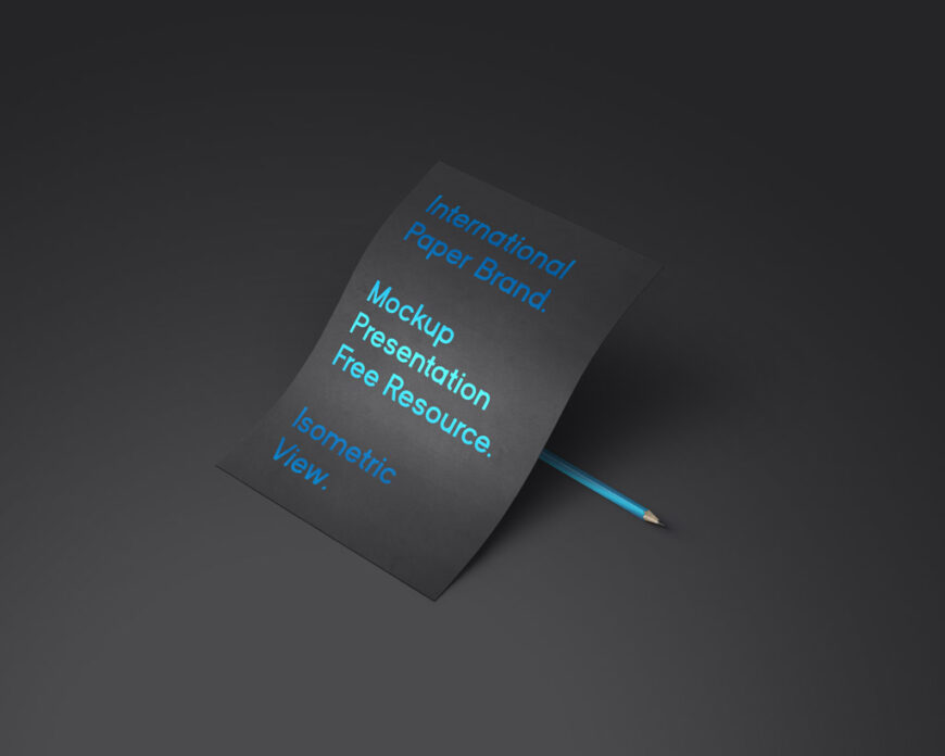 Isometric floating Paper Mockup - Mockup World