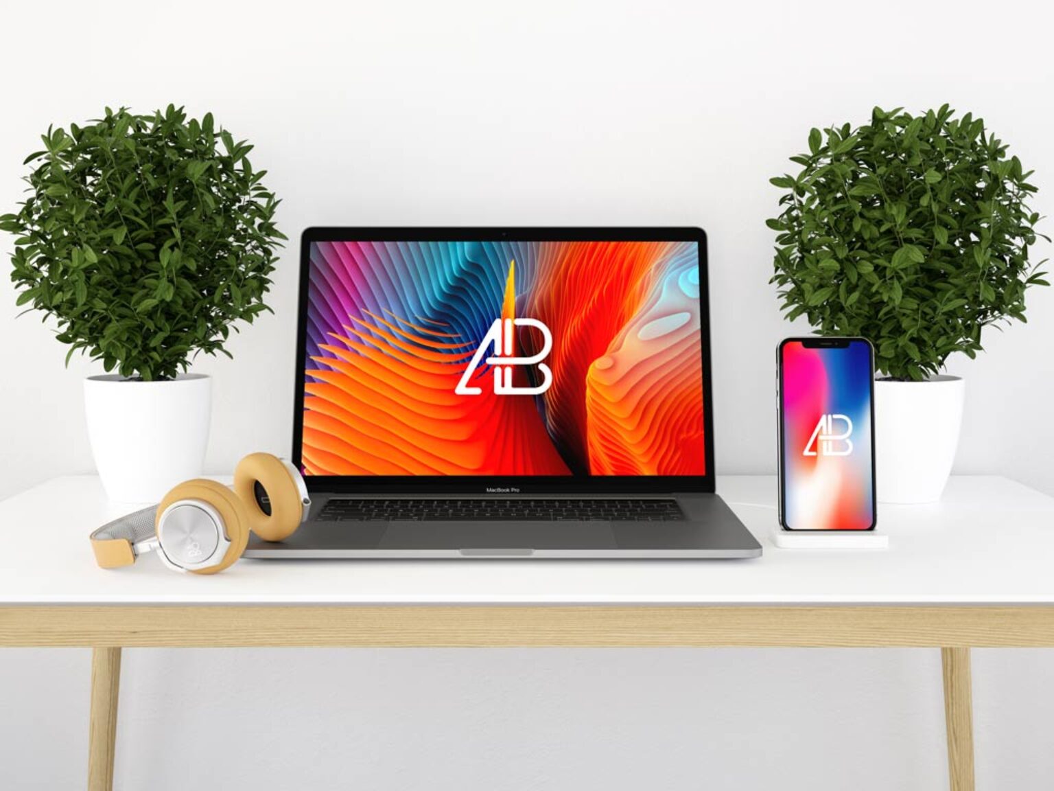MacBook Pro Desk Scene Mockup - Mockup World