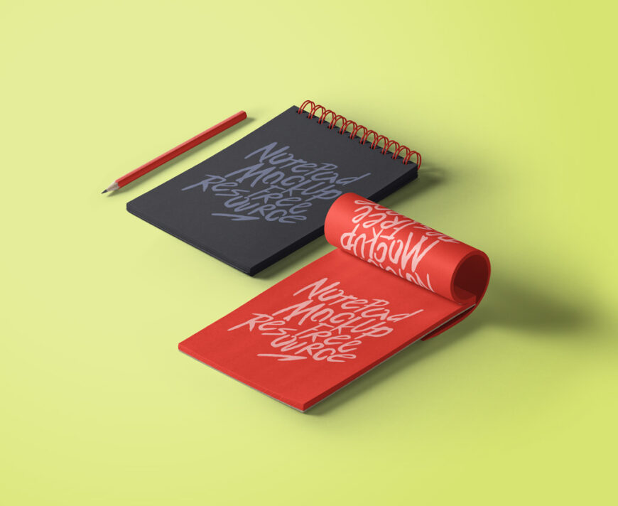 Notepads with Pencil Mockup - Mockup World
