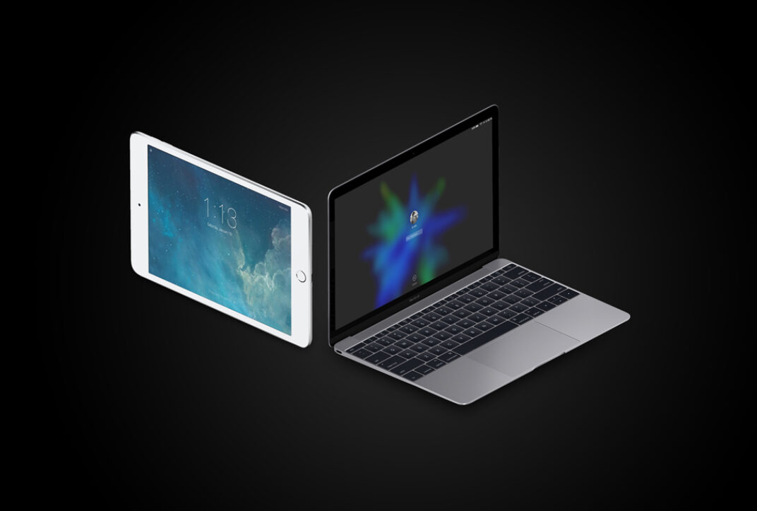Isometric iPad and MacBook Pro Mockup - Mockup World