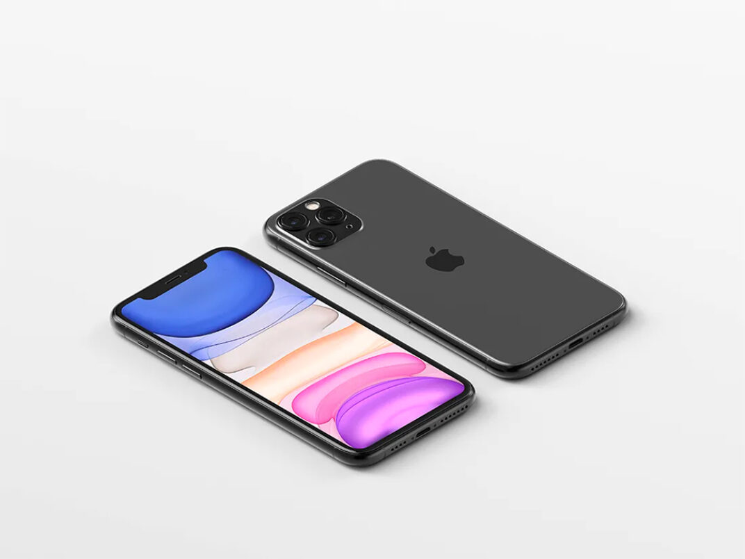 Isometric iPhone 11 Pro (front & back) Mockup - Mockup World