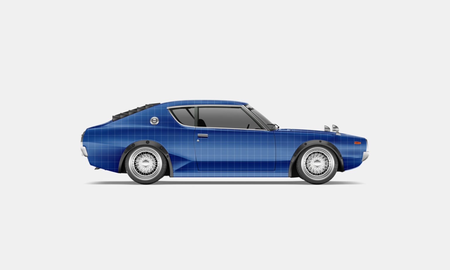 Retro Sports Car (Side View) Mockup - Mockup World