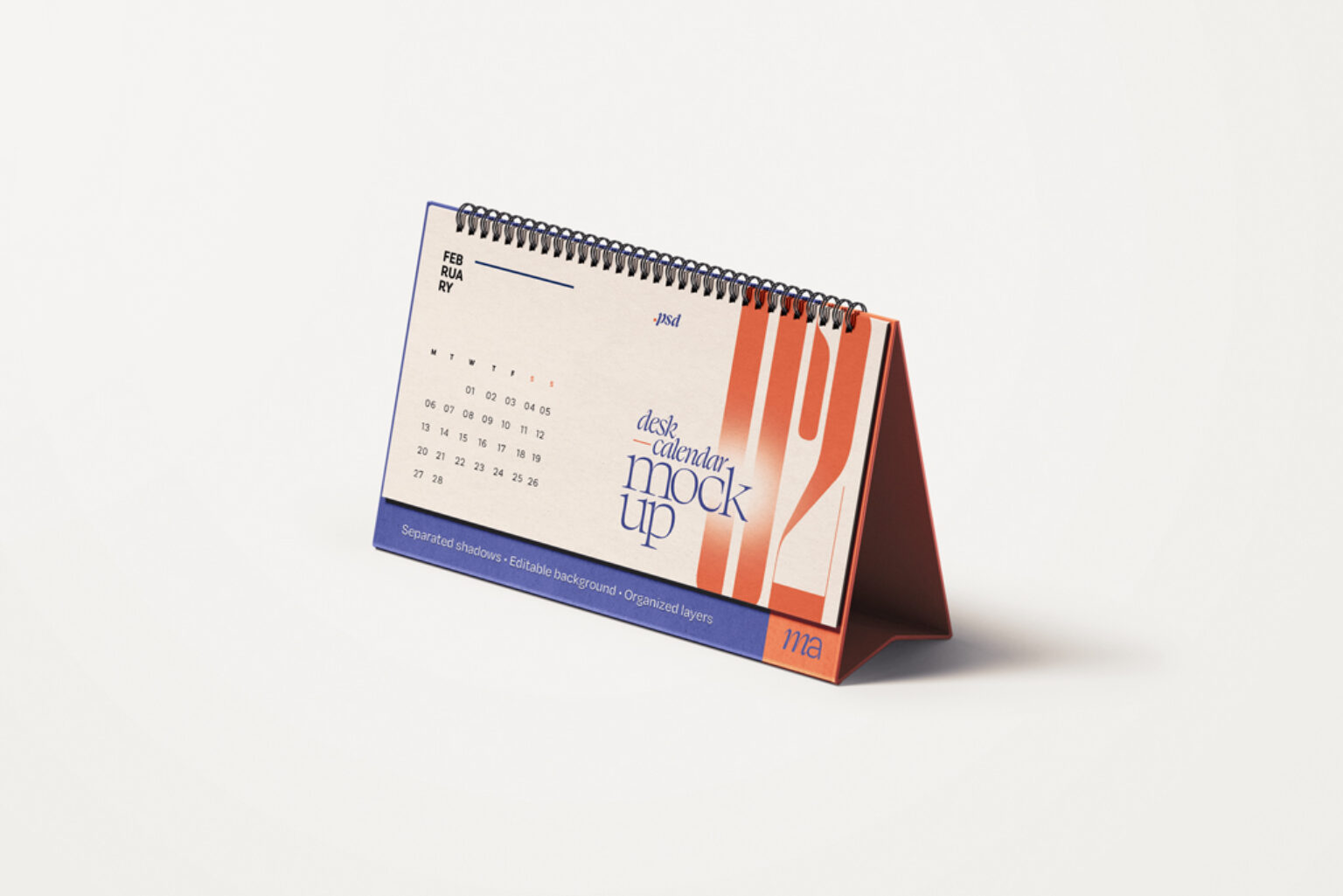 Horizontal Desk Calendar Mockup - Mockup World