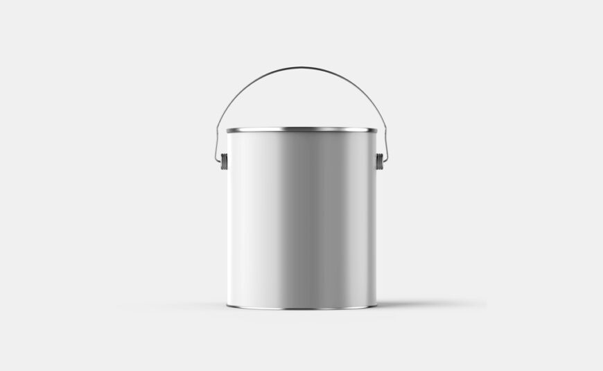 Metal Paint Bucket with Handle Mockup - Mockup World