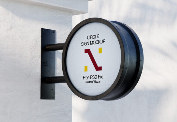 Round massive Shop Sign Mockup - Mockup World