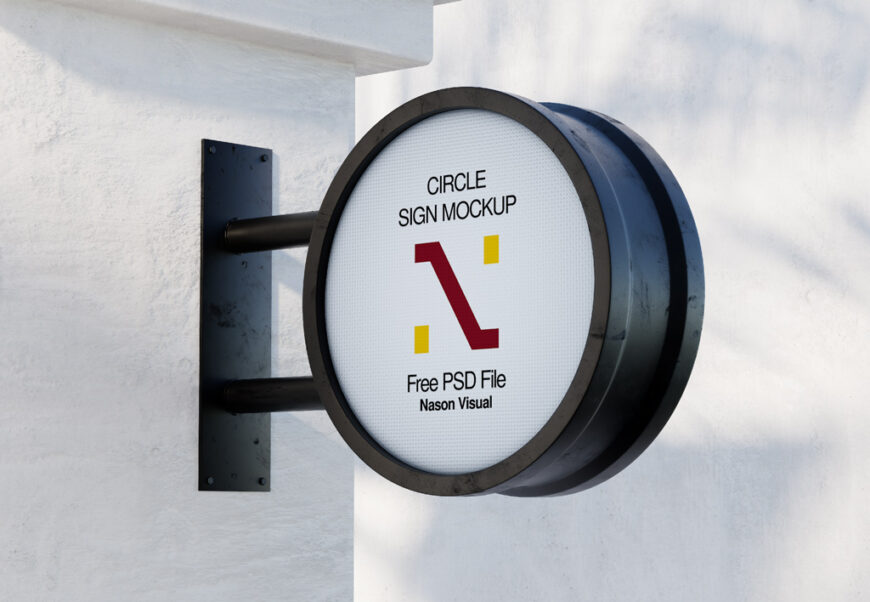 Round massive Shop Sign Mockup - Mockup World
