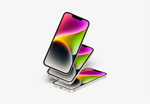 Stack of iPhones 14 Pro (including Clay-Style) Mockup - Mockup World