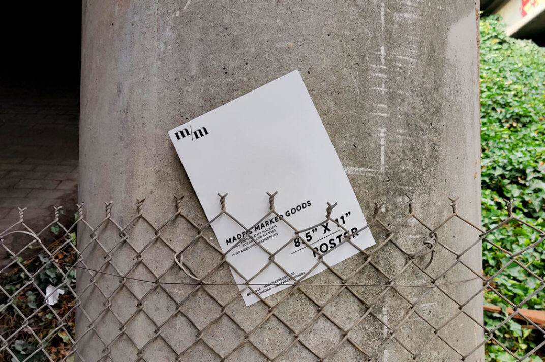 Urban Poster on Concrete Pillar Mockup - Mockup World