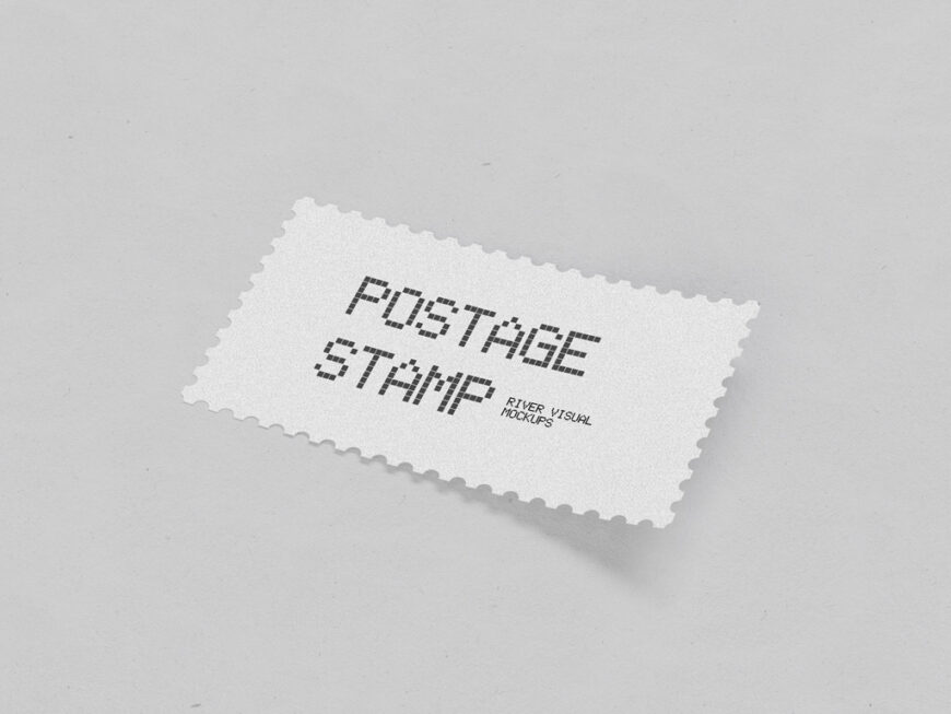 Rectangular Postage Stamp Mockup - Mockup World