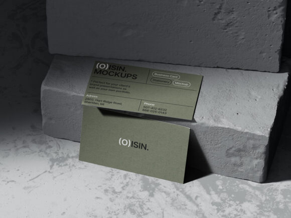Business Cards on Bricks Mockup - Mockup World