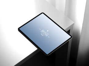 iPad Pro on white Table Mockup - Mockup World