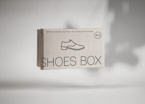 Floating horizontal Shoebox Mockup - Mockup World