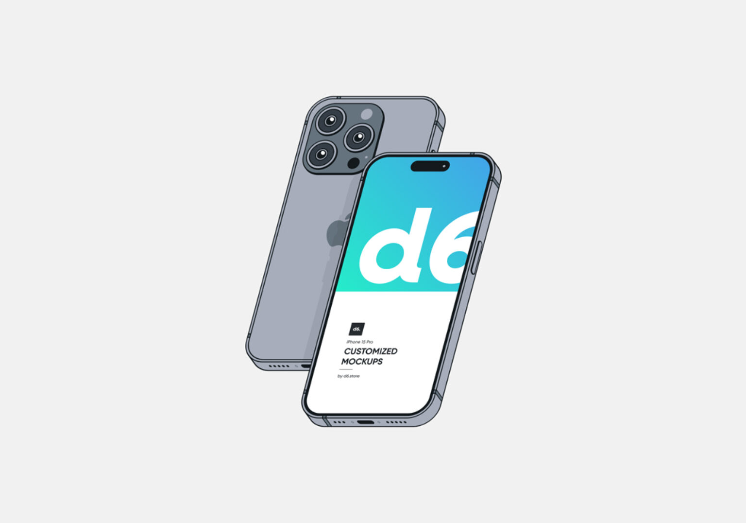 Stylized iPhone 15 Pro Mockup Set - Mockup World