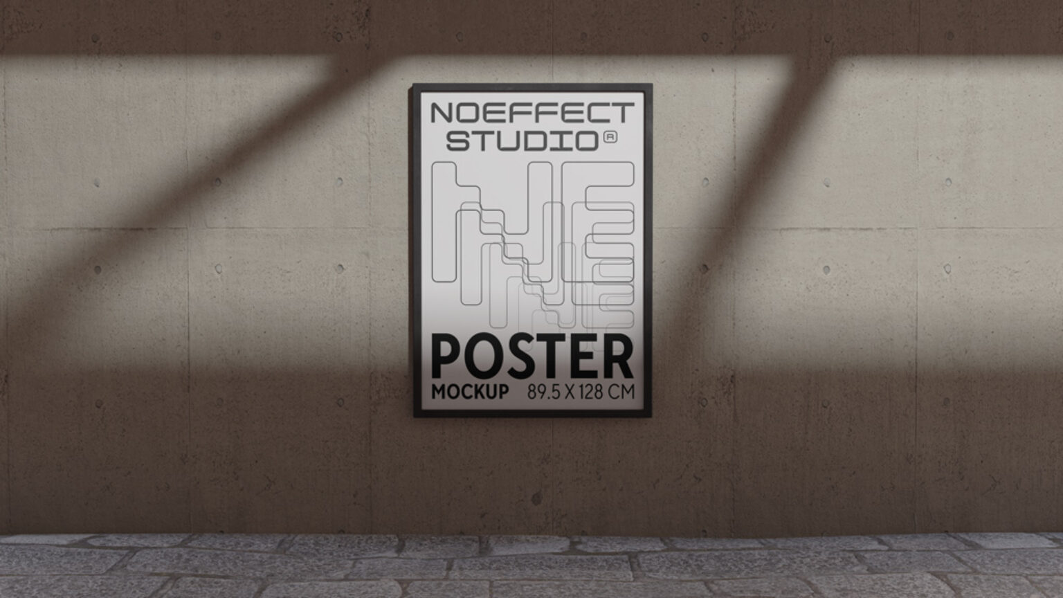 Framed Poster on a Concrete Wall Mockup - Mockup World