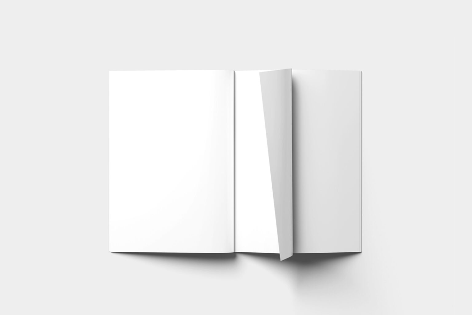 Open Brochure with curled Page Mockup - Mockup World