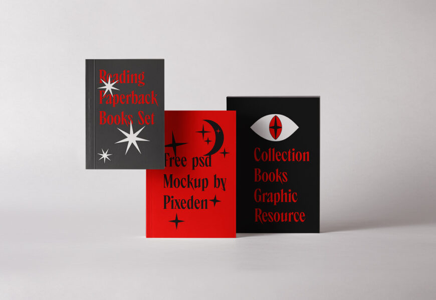 Three Paperback Books Mockup - Mockup World