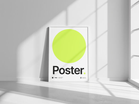 Poster in white Room Mockup - The Creative Bits