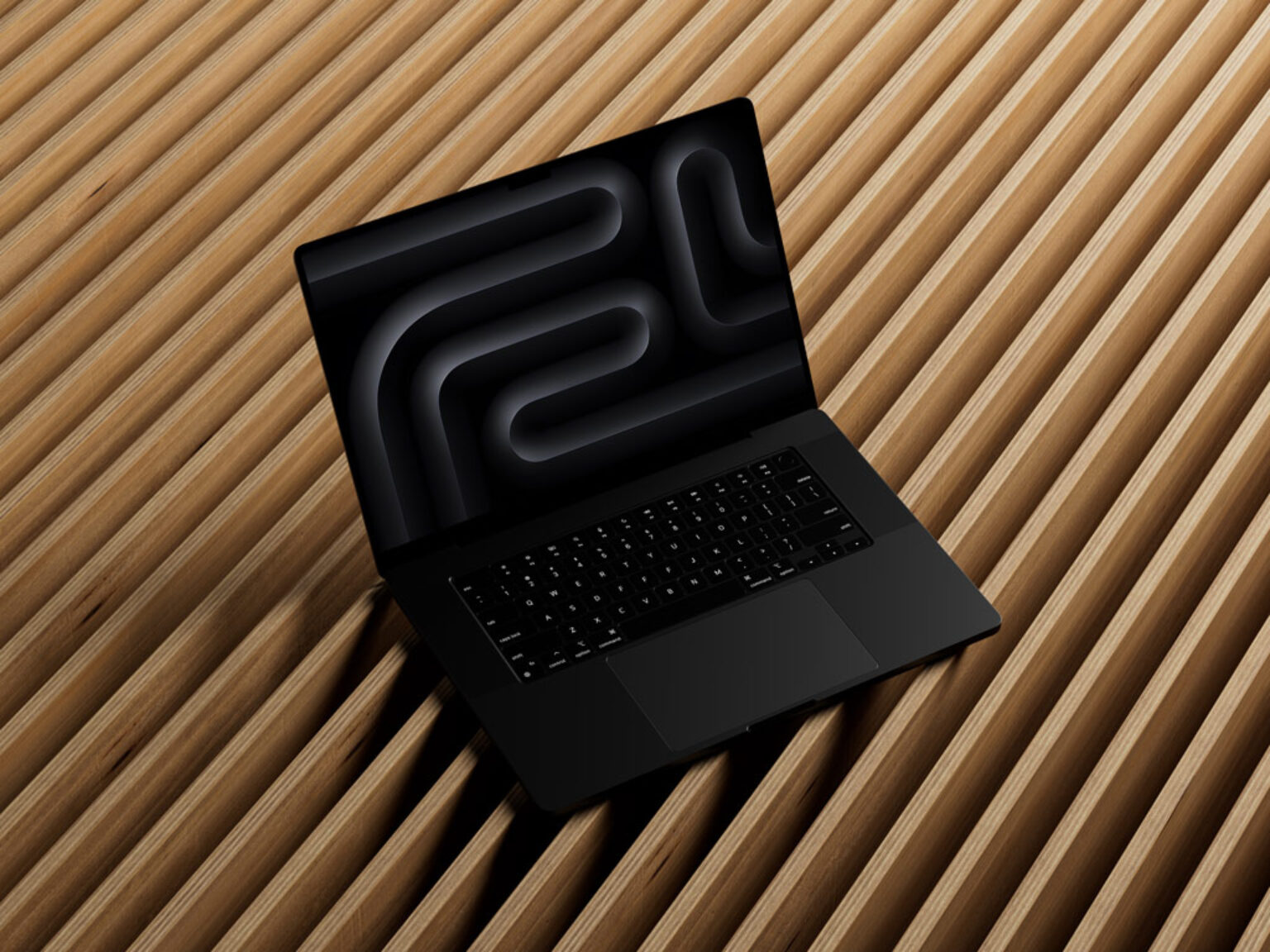 MacBook Pro on wooden Planks Mockup - Mockup World