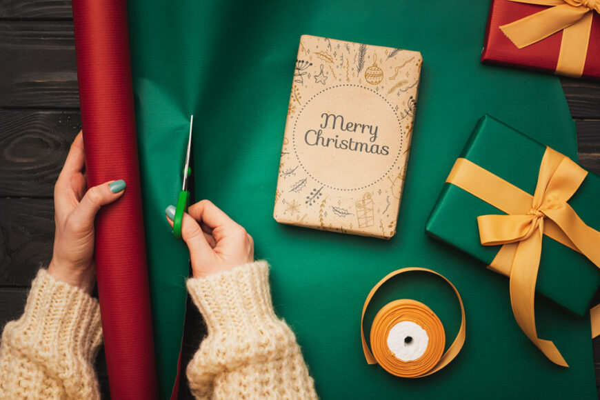 Wrapping Christmas Presents Mockup - The Creative Bits
