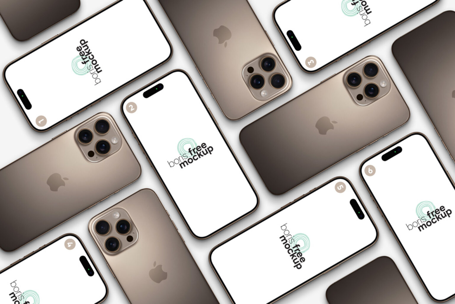Grid of iPhones Pro Max Mockup - Mockup World