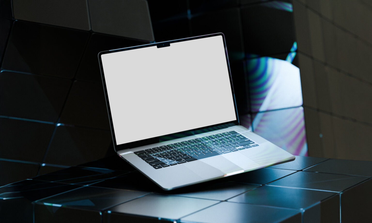 MacBook Air with Neon Light Mockup - Mockup World