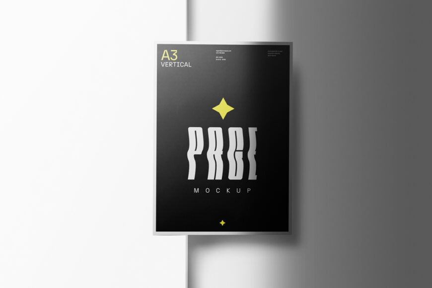 Vertical A3 Poster with Shadows Mockup - The Creative Bits