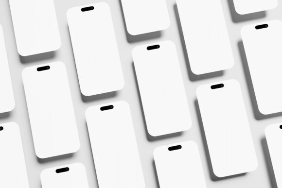 Grid of iPhone Screens Mockup - Mockup World