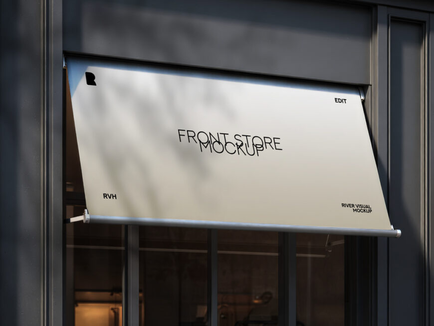 Shop Front with Awning Mockup - Mockup World