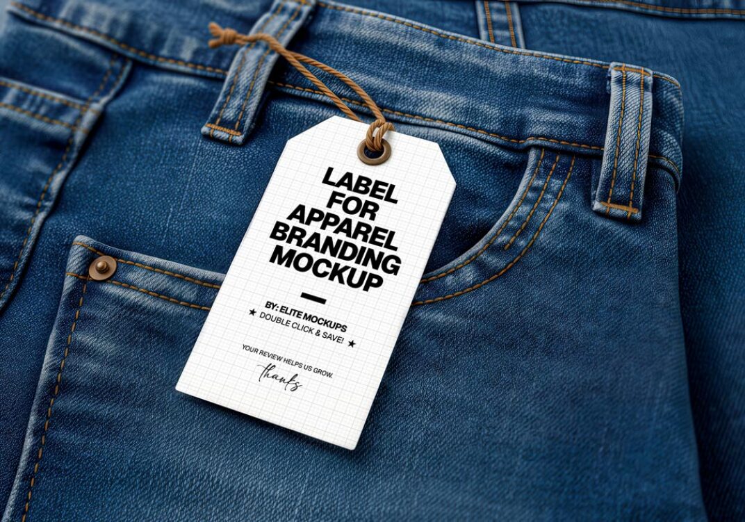 Jeans Clothing Label Mockup - Mockup World