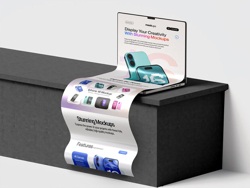 Long Scroll MacBook Mockup Collection - The Creative Bits