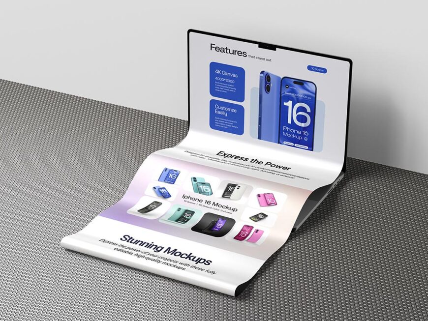 Long Scroll MacBook Mockup Collection - Mockup World