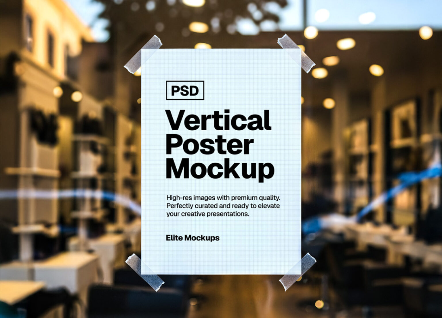 Poster hanging on Shop Window Mockup - Mockup World