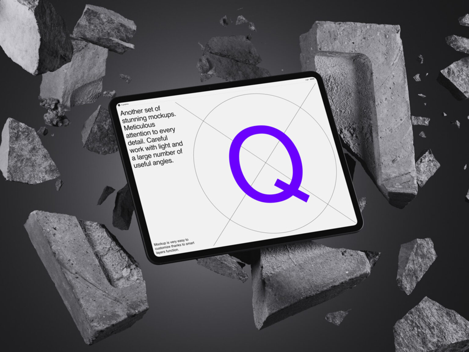 Floating horizontal iPad Pro Mockup - Mockup World