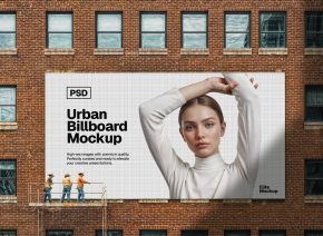 Billboard on Brick Wall Mockup - Mockup World