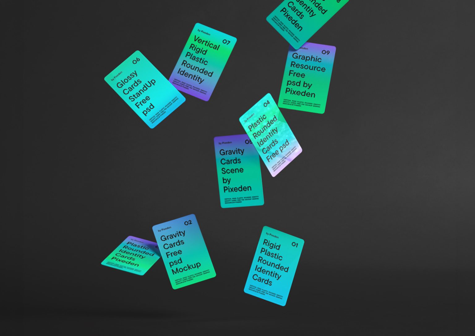Falling Plastic Cards Mockup - Mockup World